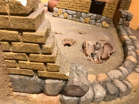 A Small Clay Model Of An Ancient Building In A Museum 15044768 Stock