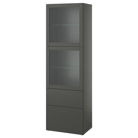 BestÅ Storage Combination W Glass Doors Dark Grey Lappviken Sindvik