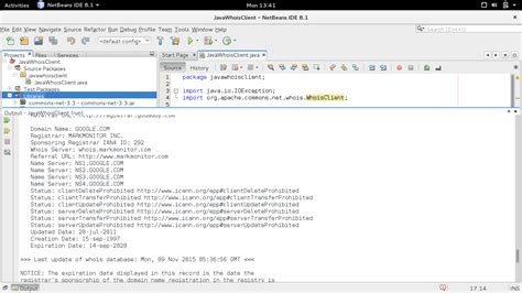 Java Buddy Java Example Using Whoisclient Class