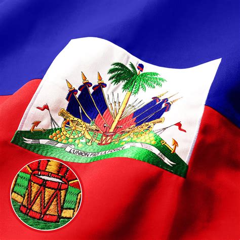 G128 Haiti Haitian Flag 3x5 Ft Embroidered 220gsm Spun Polyester