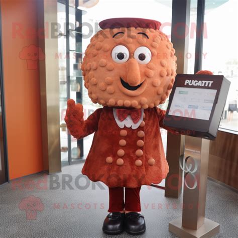 Rust Candy Mascot Costume Character Dressed With A Blouse And Lapel