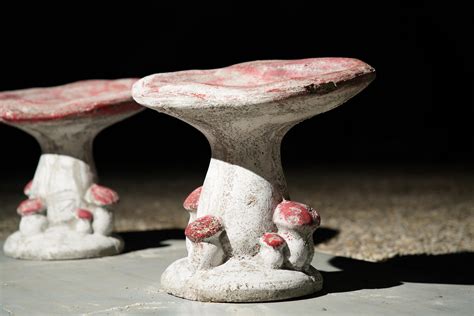 Vintage French Concrete Mushroom Stools 1950s For Sale At 1stdibs