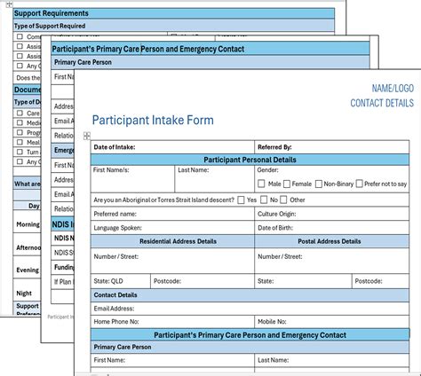 Participant Intake Form Disability Support Supporttoyou