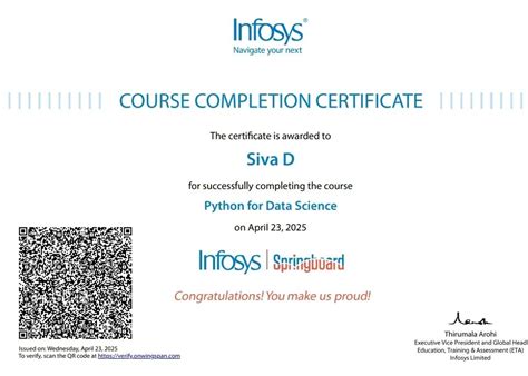 Datascience Python Learning Infosysspringboard Upskilling Siva
