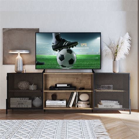 Rack Para Tv Até 70 Polegadas Retrô Com Pés Industrial 2 Portas 2 Nichos York Vermontpreto