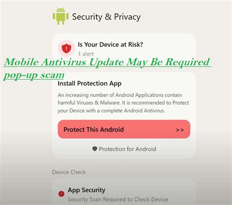 What Is Mobile Antivirus Update May Be Required Pop Up Scam And How It Works Malware Guide