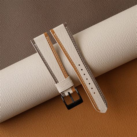Tricolor Sesame Epsom Leather Watch Strap Tricolor Sesame Epsom