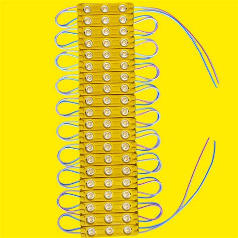 ریسه 12 ولت Led بلوکی 60 ال ای دی پشت برچسبدار لنزدار رنگ نور زرد انبه ای آفتابیش