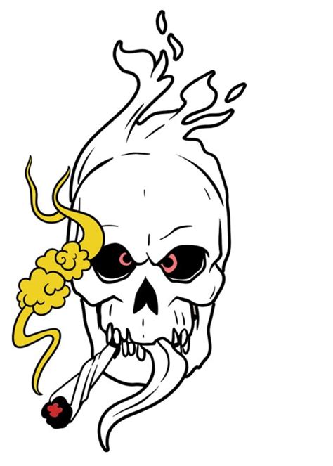 Skull Smoking Weed Drawing