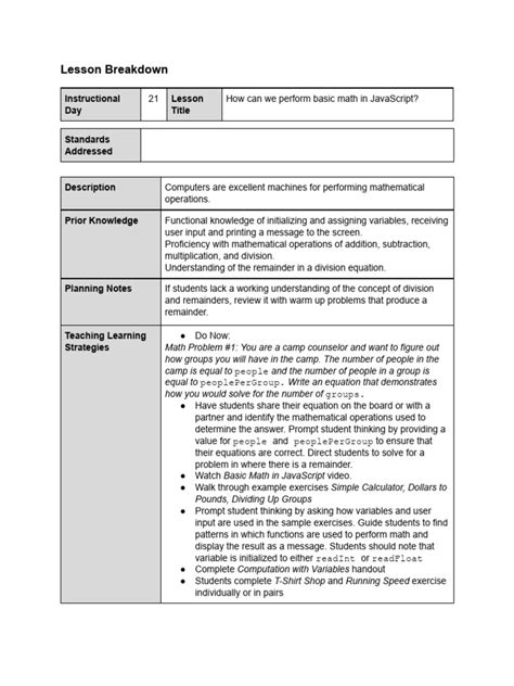 Basic Math Operations In Javascript Pdf Mathematics Equations