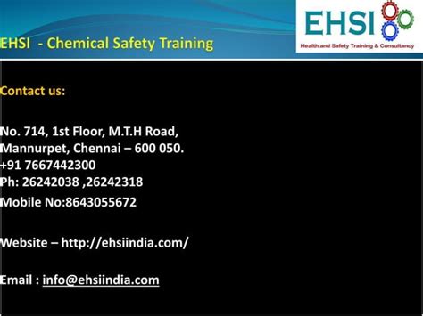 Ehsi Chemical Safety Training Ppt