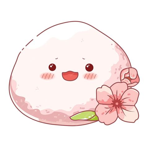 Premium Vector Cute Kawaii Mochi With Sakura Flowers Japanese
