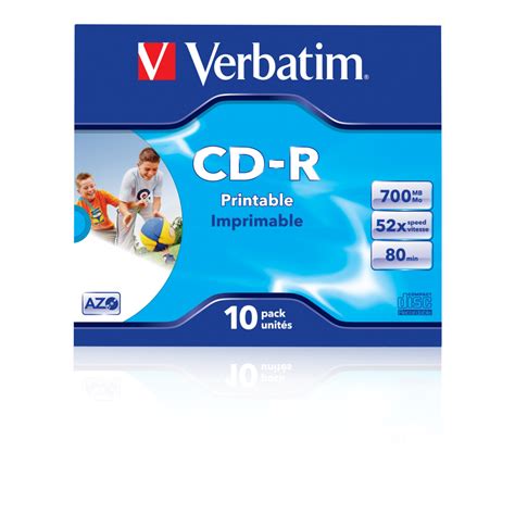 Cd R Azo Wide Inkjet Printable 10 Pack Jewel Case Verbatim