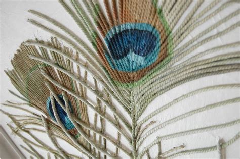 Peacock Feathers Painting Textured String Art Framed Wall Etsy