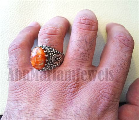 Sponge Coral Murjan Moonga Men Ring Orange Brown Red Natural Etsy