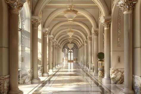 Classical Corridor Interior Premium Ai Generated Image
