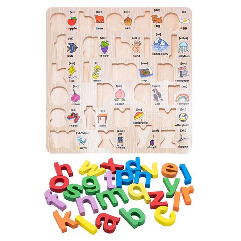 Wooden Lower Case Alphabet Puzzle Board With Picture The Toys India