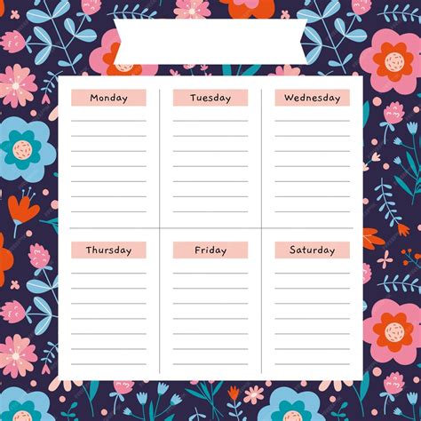 Premium Vector Cute Weekly Planner Background Template With A Spring Vibe Flower Pattern