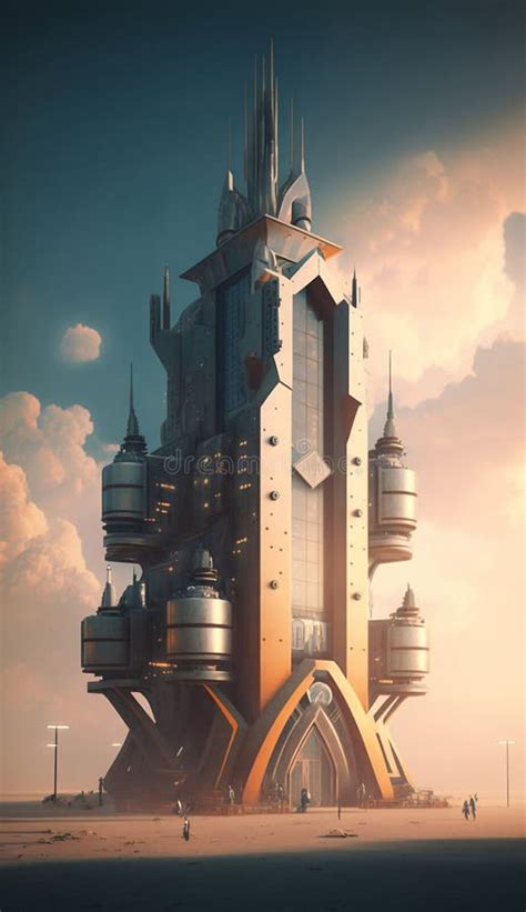 Night Futuristic Tower Space Technology And Future Architecture Concept Generated Ai Stock