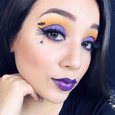 Halloween Makeup Bats Spiders Purple Orange Artofit