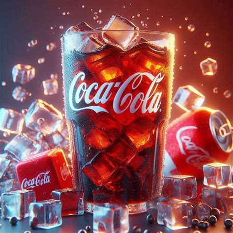 Coca Cola With Ice Cubes Premium Ai Generated Image