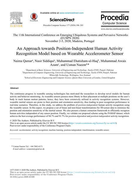 Pdf An Approach Towards Position Independent Human Activity Recognition Model Based On