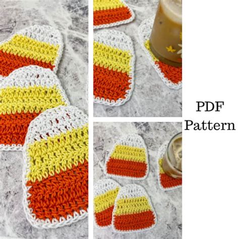 Candy Corn Coasters Crochet Pattern Crochet Pdf Pattern Coaster Crochet Pattern Downloadable