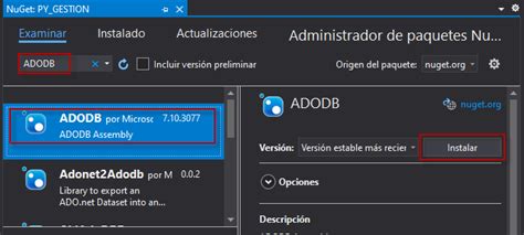 Conexión ADODB Solucionar Microsoft ActiveX Data Objects con Visual Studio 2019