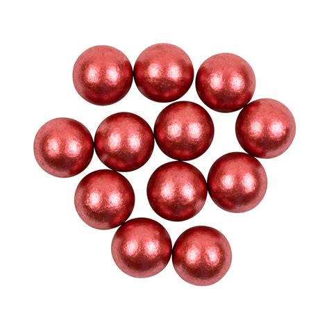 Chocolate Candy Pearls 20mm Red Edible Metallic Finish Garnish And Decor