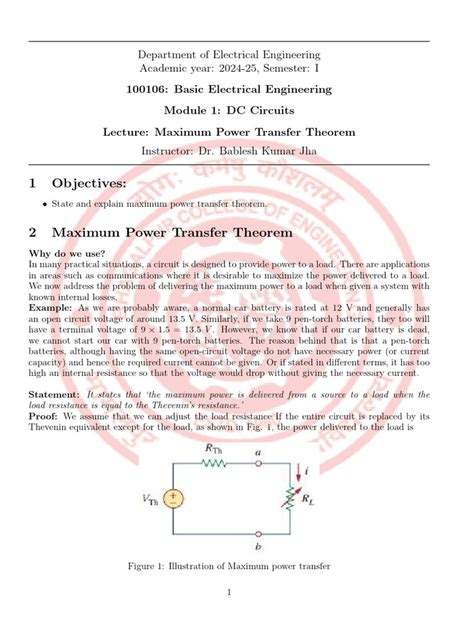 Maximum Power Transfer Theorem Explained Pdf Electricity