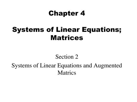 Ppt Chapter 4 Systems Of Linear Equations Matrices Powerpoint