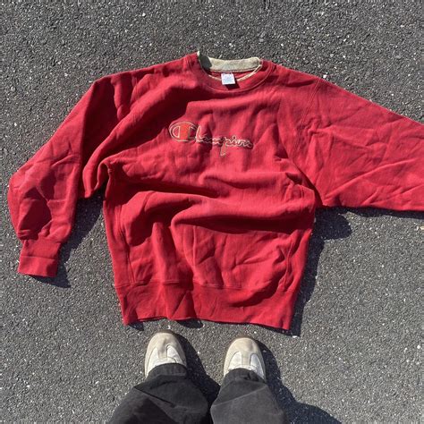 Xl Reverse Weave Champion Vintage Crewneck Layered Depop