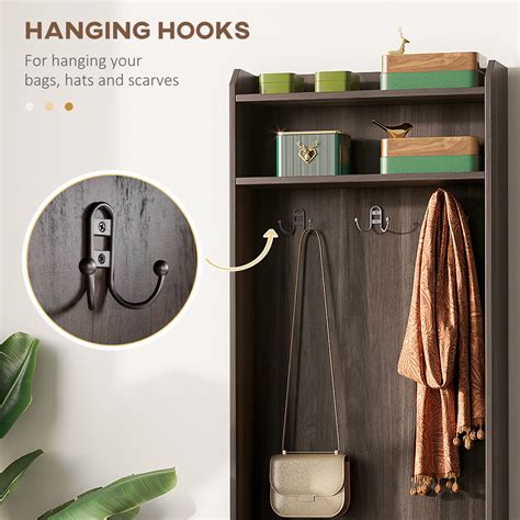 Homcom Rustic Modern Entryway Hall Tree With Coat Rack Shoe Storage