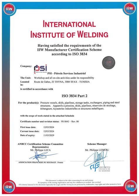 Iiw Iso 3834 2 Certificate Psi