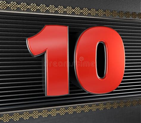 Número Rojo 10 Con Un Nudo Interminable Stock De Ilustración
