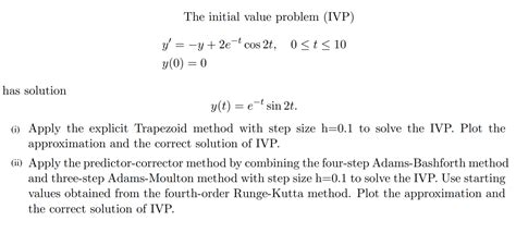 The Initial Value Problem Ivp Cos 2t 0