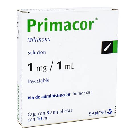 Primacor 1 Mg1 Ml Solución Inyectable 3 Ampolletas 10 Ml Farmacia