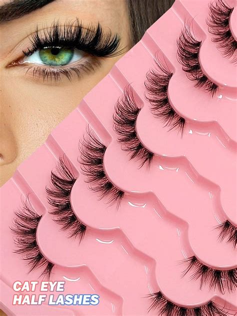 7 Pares De Pestañas Postizas Semi Naturales Con Aspecto De Ojos De Gato