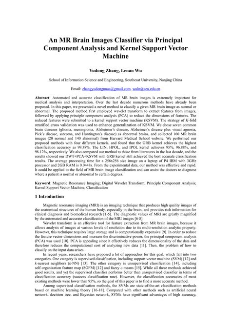 Pdf An Mr Brain Images Classifier Via Principal Component Analysis And Kernel Support Vector