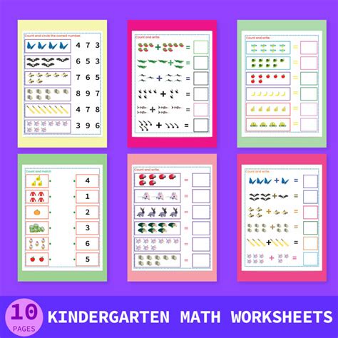 Kindergarten Math Worksheets Counting Matching And Addition