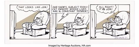 Jim Davis Garfield Daily Comic Strip Original Art Dated 2 1 91 Lot 48047 Heritage Auctions