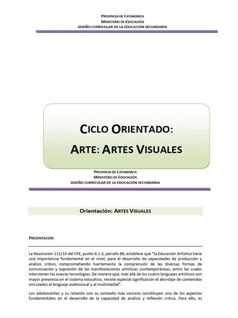 Diseño Curricular Artes Visuales Pdf Educación En Artes Visuales