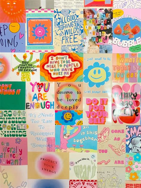 Good Vibes Positive Aesthetic Wall Collage Kit Vsco Girl Etsy