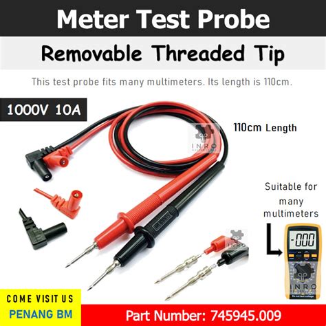 [removable Threaded Tip] Multimeter Test Lead Low Cost Dmm Test Lead Banana Plug Test Probe