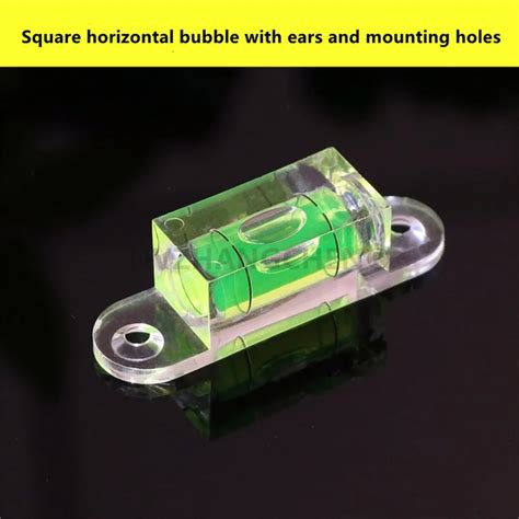 Square Spirit Level Bubble Blister With Mounting Holes Ear Horizontal