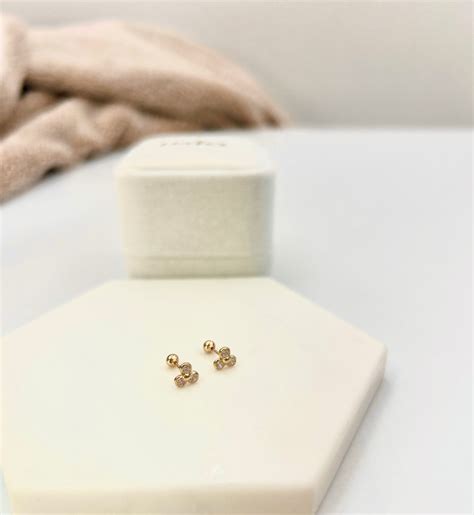 Aretes Trébol And Oro 18k Brillaconjoia