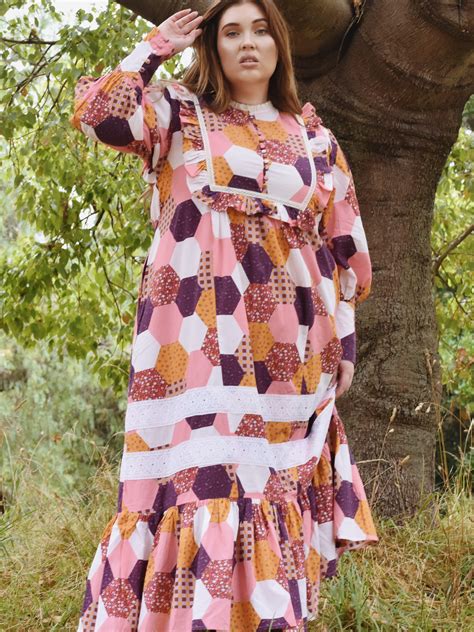100 Recycled Cotton Clara Dress Hexie Patchwork Print Ankoa