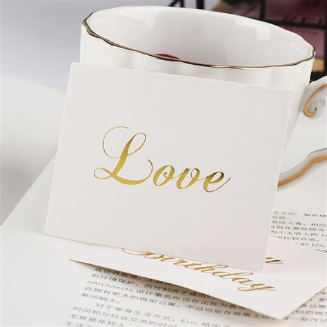 100 Stücke Mini Gold Geprägte Danke Karte Valentin Vicedeal