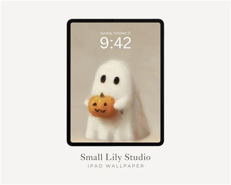 Cute Ghost Ipad Wallpaper Halloween Ipad Background Spooky Tablet