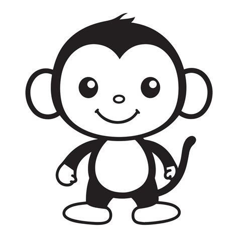 Monkey Outline Design Monkey Clipart Cute Monkey Illustration In